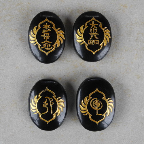 Schwarzer Obsidian Reiki Set - KRAFT DES STEINES, 29,00